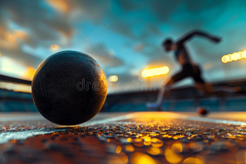 Athlete in Action: Shot Put Performance at Dusk Stock Illustration ...