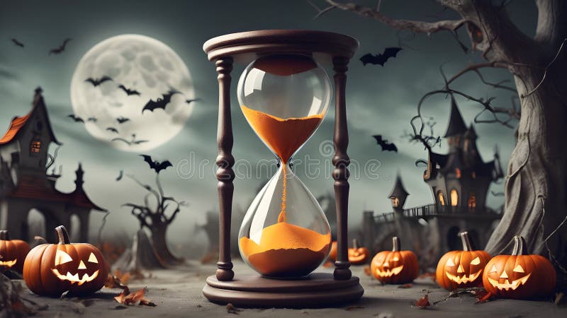 Halloween Spooky Hourglass, Dark Background, Time Passing, Scary Style ...
