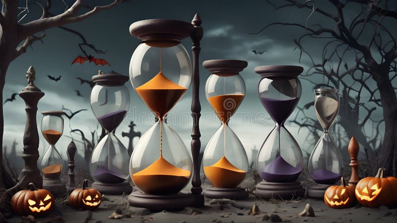 Halloween Spooky Hourglass, Dark Background, Time Passing, Scary Style ...