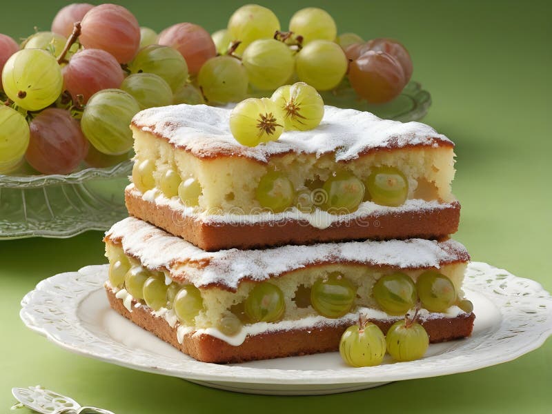 Gourmet Gooseberry and Grape Cake Dessert Stock Illustration ...