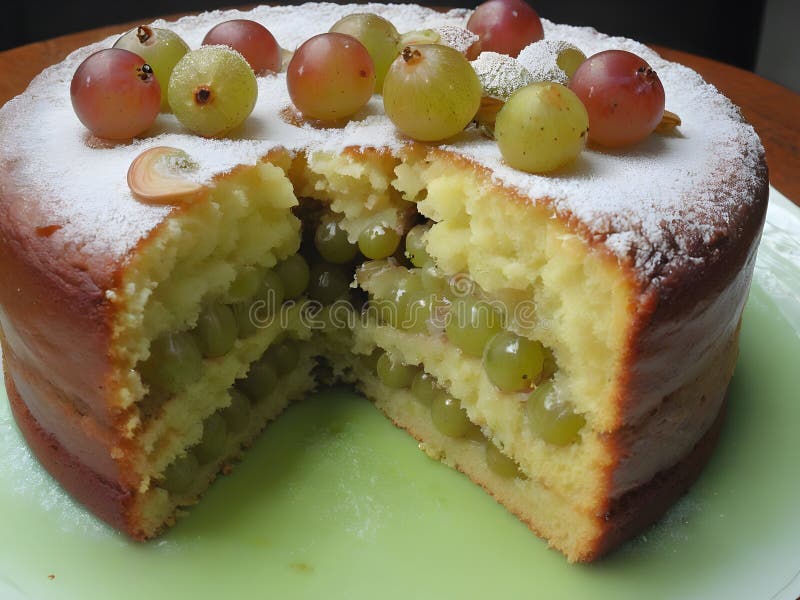 Gourmet Gooseberry and Grape Cake Dessert Stock Illustration ...