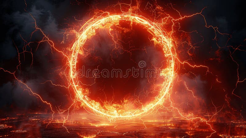 Captivating Abstract Red Lightning Ring with Energy and Fire Effects ...