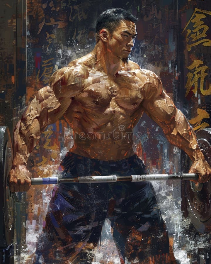 Chinese Weightlifter in Action: Strength Meets Tradition Stock ...