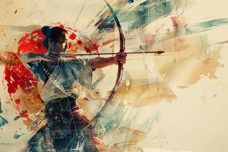 Japanese Archer: Bridging Tradition and Modern Sport Stock Illustration ...