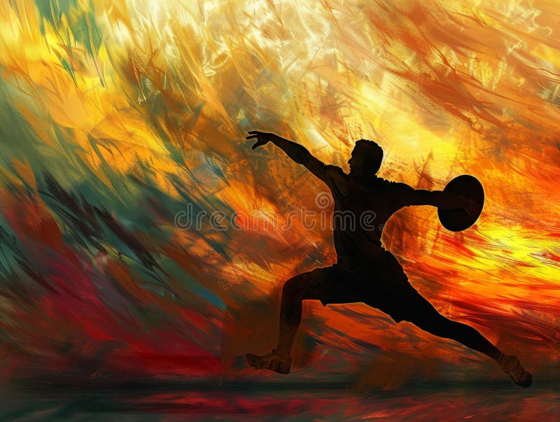 Dynamic New Zealand Discus Thrower Silhouette at Sunset Stock ...