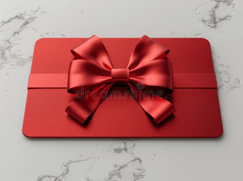 Elegant Red Gift Card with Bow on White Background - 3D Render Stock ...