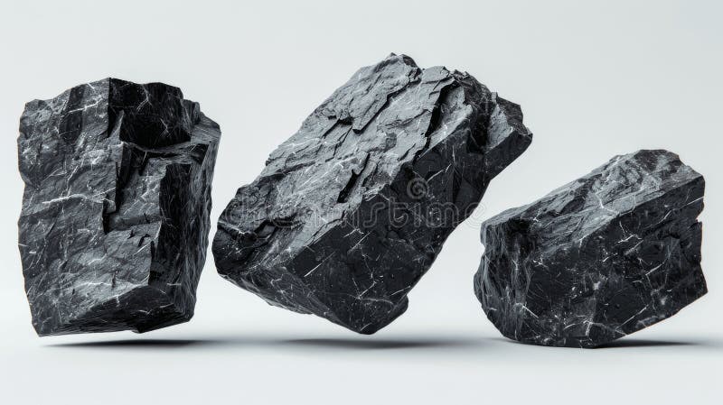 Hyper-Realistic Floating Black Charcoal and Coal Particles on White ...