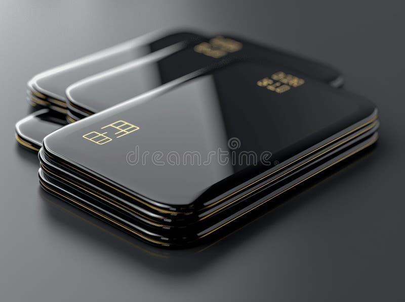 Black Plastic Card Mockup on Dark Background for Business or Gift Use ...