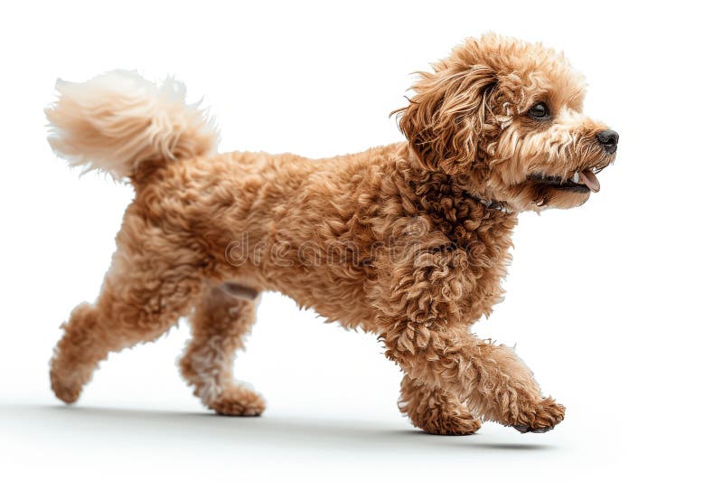 Adorable Light Brown Poodle Walking Full Body Side View Stock ...