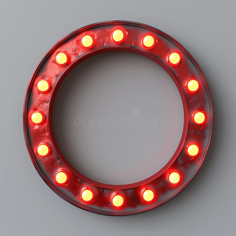Red Marquee Light Sign with Glowing Neon Lights on Gray Background ...