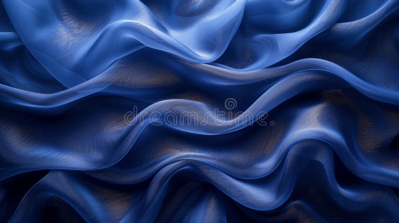 Elegant Flowing Blue Fabric with Wavy Folds and Shimmering Texture ...