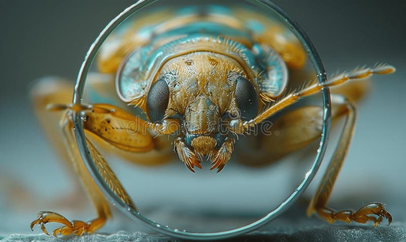 Detailed Close-Up of Bed Bug Under Magnifying Glass Stock Illustration ...