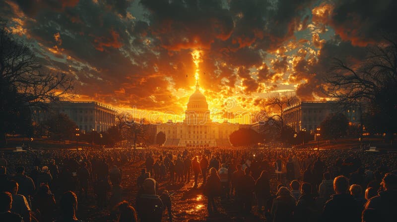 US Capitol Building at Sunset with Dramatic Sky in Washington DC Stock ...