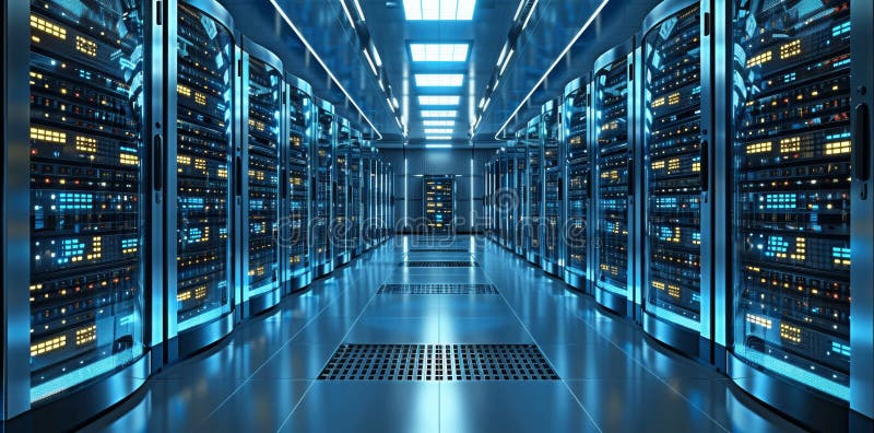 Futuristic Data Center with Supercomputers and Mainframe Stock ...