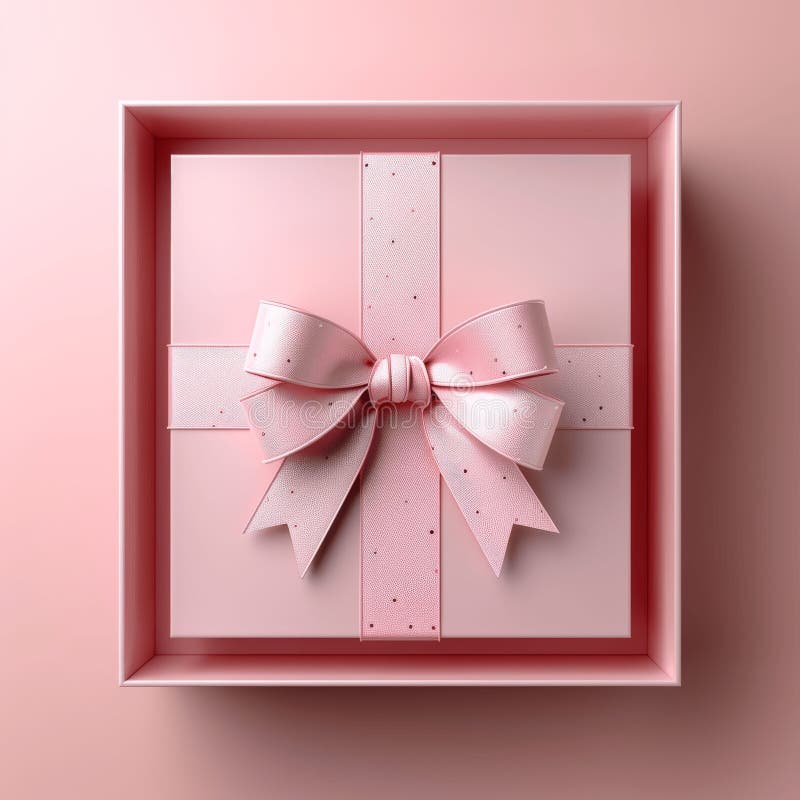 Open Pink Gift Box with Bow on Pastel Background - 3D Rendering Top ...