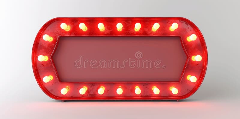 Red Retro Lightbox Sign with White Lights on Grey Background Stock ...