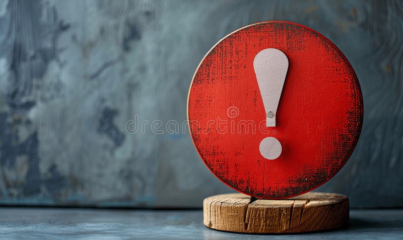 Red Exclamation Mark Symbol on Wooden Stand for Warning and Attention ...