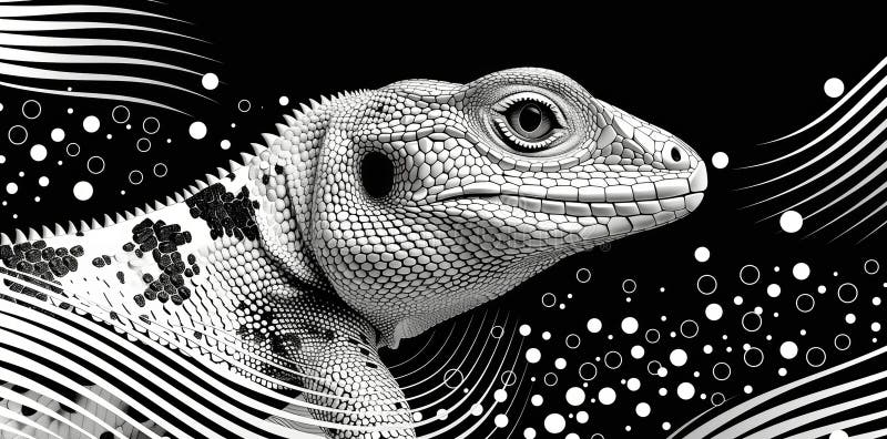Black and White Seamless Lizard Skin Texture Pattern with Polkadots ...