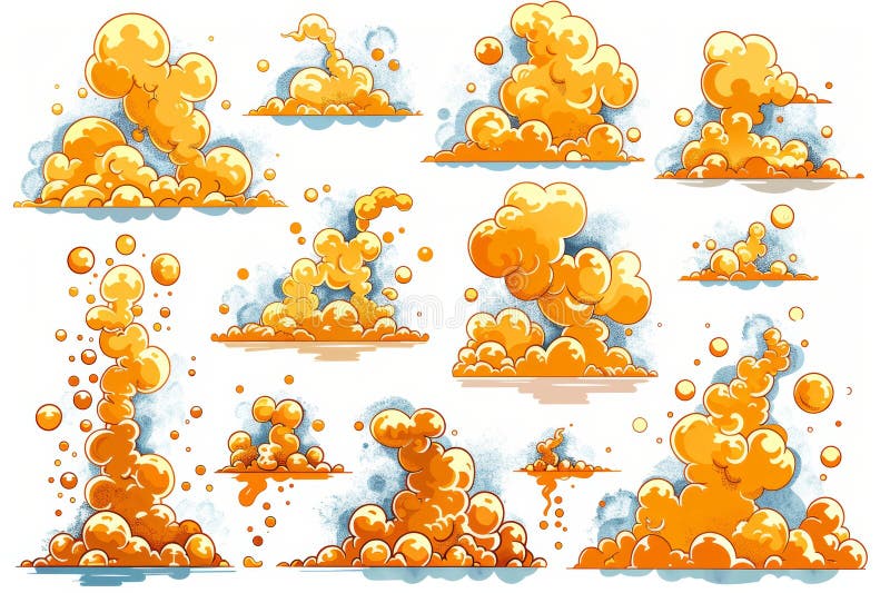 Yellow Cartoon Foam Bubbles Vector Illustration for Game Design Stock ...
