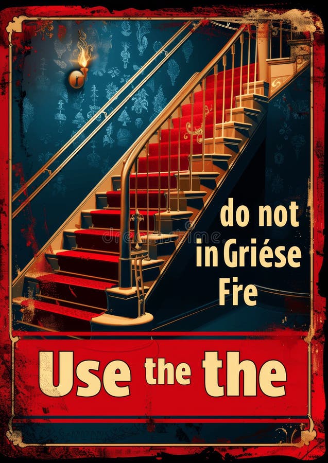 Minimalistic Fire Safety Sign: Use Stairs, Do Not Use Elevator Stock ...