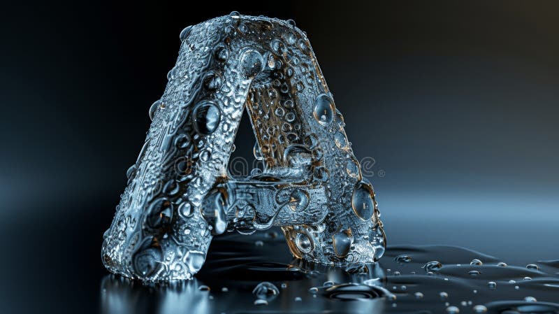 Liquid Metal Letter a in Reflective Chrome on Black Background Stock ...