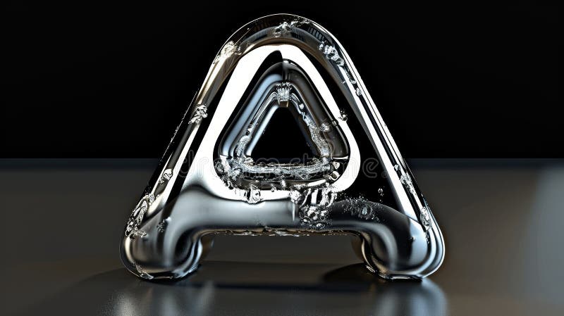Reflective Chrome Letter a in Liquid Metal Design on Black Background ...