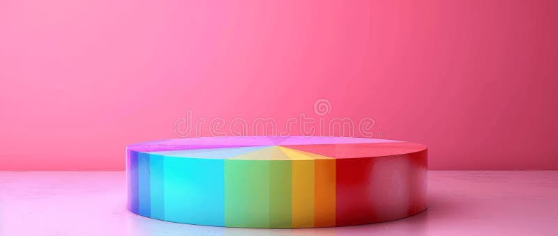 Colorful Rainbow Pie Chart on Pink Background for Modern Presentations ...