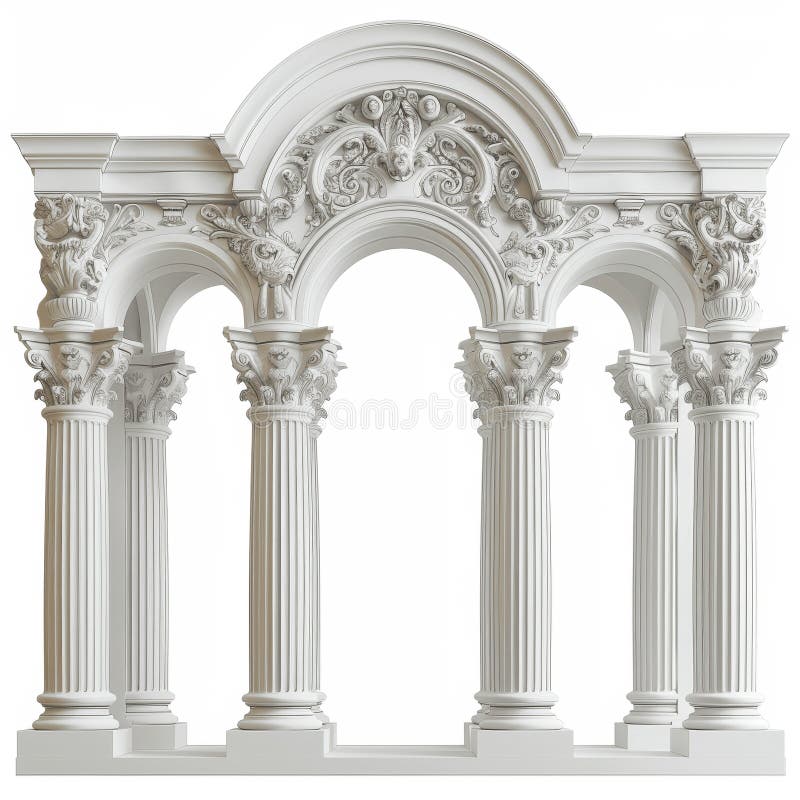 Elegant Gothic White Arch with Columns on Isolated Background Stock ...