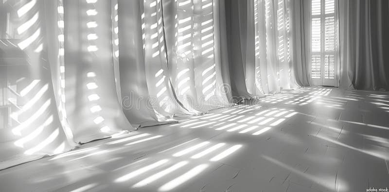 White Vertical Striped Background with Window Blinds and Light Shadow ...
