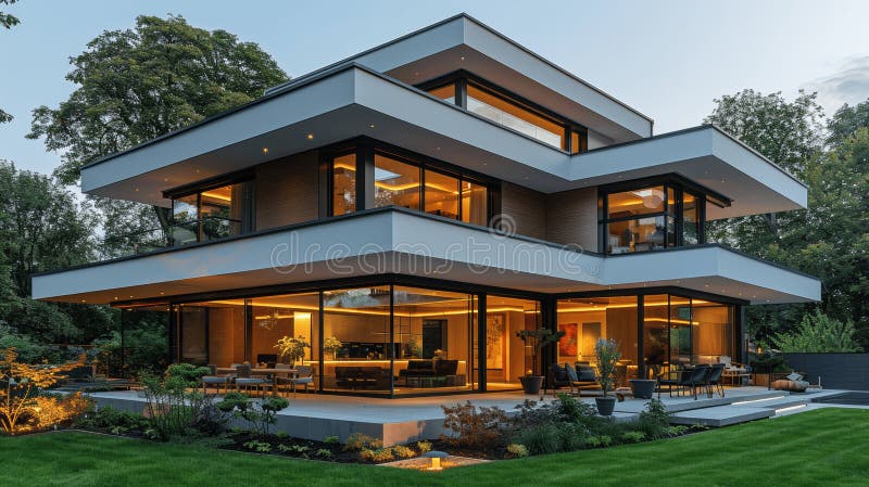 Happy Young Couple Embracing in Front of Their Modern Home Stock Photo ...