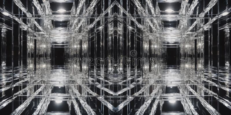 Futuristic Banner with Square and Cubic Shape Mirrors that Reflect Each ...