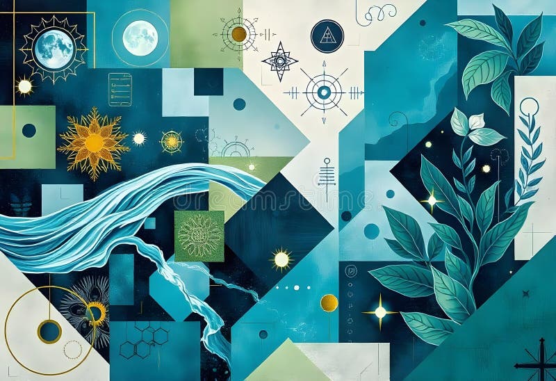 Holistic Balance Geometric Homeopathy Symbol Floral and Leaf Designs ...