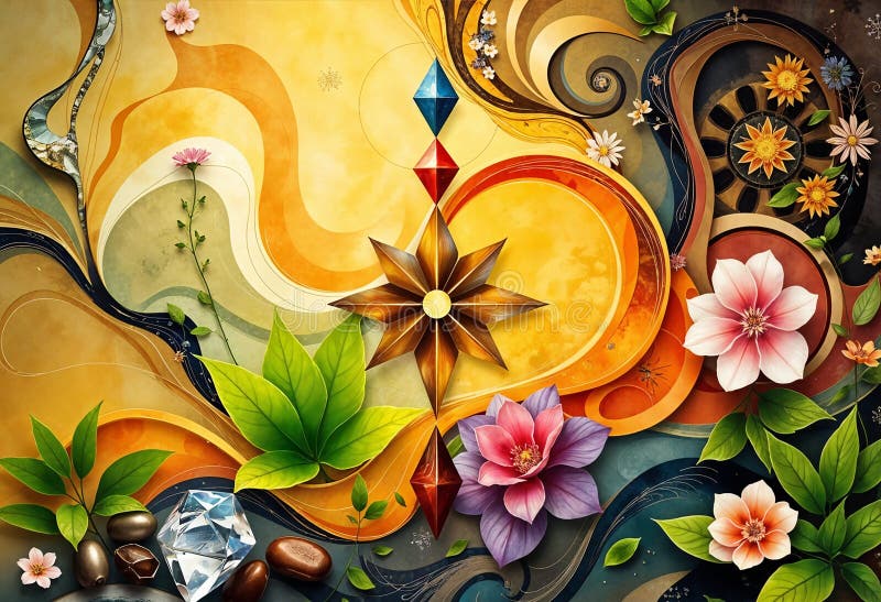 Holistic Balance Geometric Homeopathy Symbol Floral and Leaf Designs ...