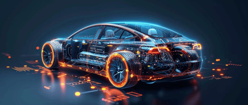 Dynamic Visualization of High-Tech EV Battery and Motor Unit in Dark ...