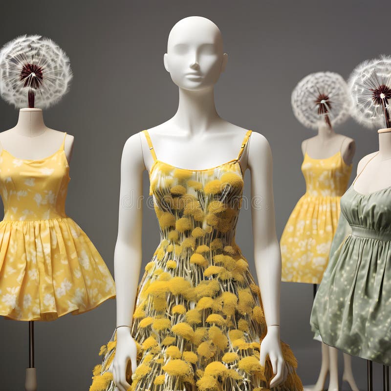 Human-Like Manikin Display Dressed Dummy with Dandelion Design Stock ...
