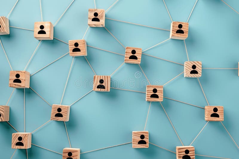 Business Network Connection with Handshaking Icons on Blue Background ...