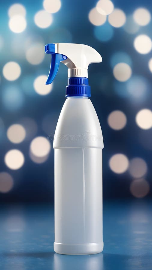 Blank Mockup of White Cleaning Sprayer Bottle with Bokeh Background and ...