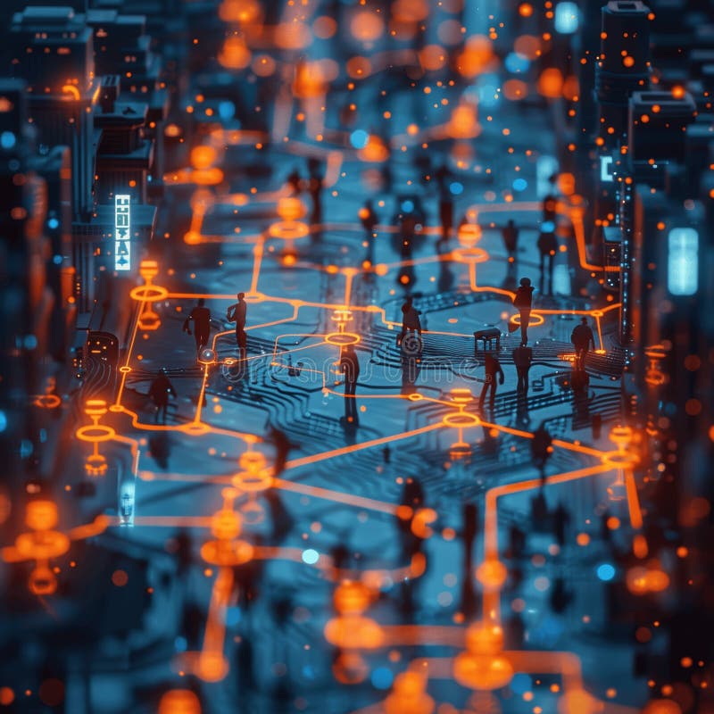 Isometric Networking Technology Rendering with Orange Lines in KAWS ...