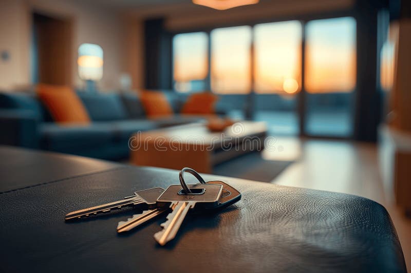 Modern Living Room with Keys on Table in Real Estate Concept Stock ...