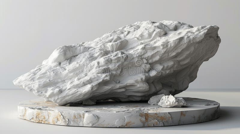 Minimalist White Rock Podium with High Resolution Textured Stone ...
