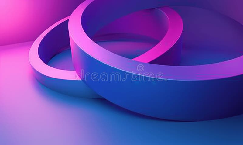Abstract Minimalistic 3D Render with Blue and Purple Rings and Shapes Stock Illustration ...