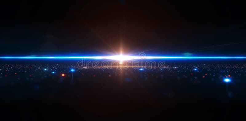 Minimalistic Blue Glowing Light Line with Gradient Lens Flare on Black ...