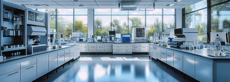 Modern Science Laboratory with Panoramic Windows and High-Tech ...