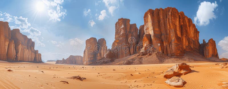 Panoramic View of Al Hafar Rock Formations in Saudi Desert Stock ...