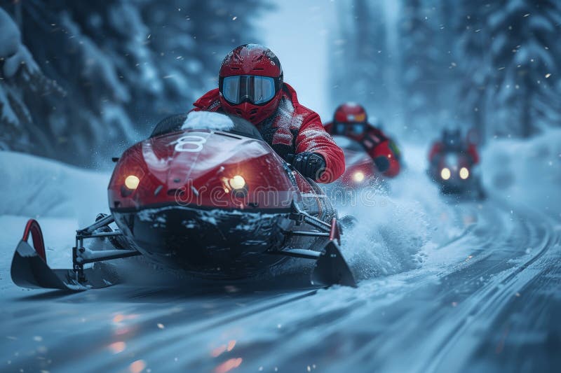 Hyper-Realistic Winter Olympics Bobsleigh Team Race Competition Stock ...