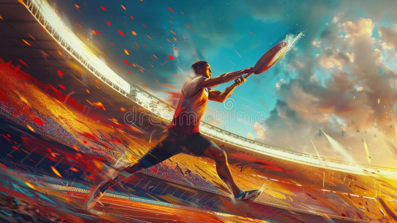 Dynamic Hammer Throw Action at a Polish Stadium Stock Illustration ...