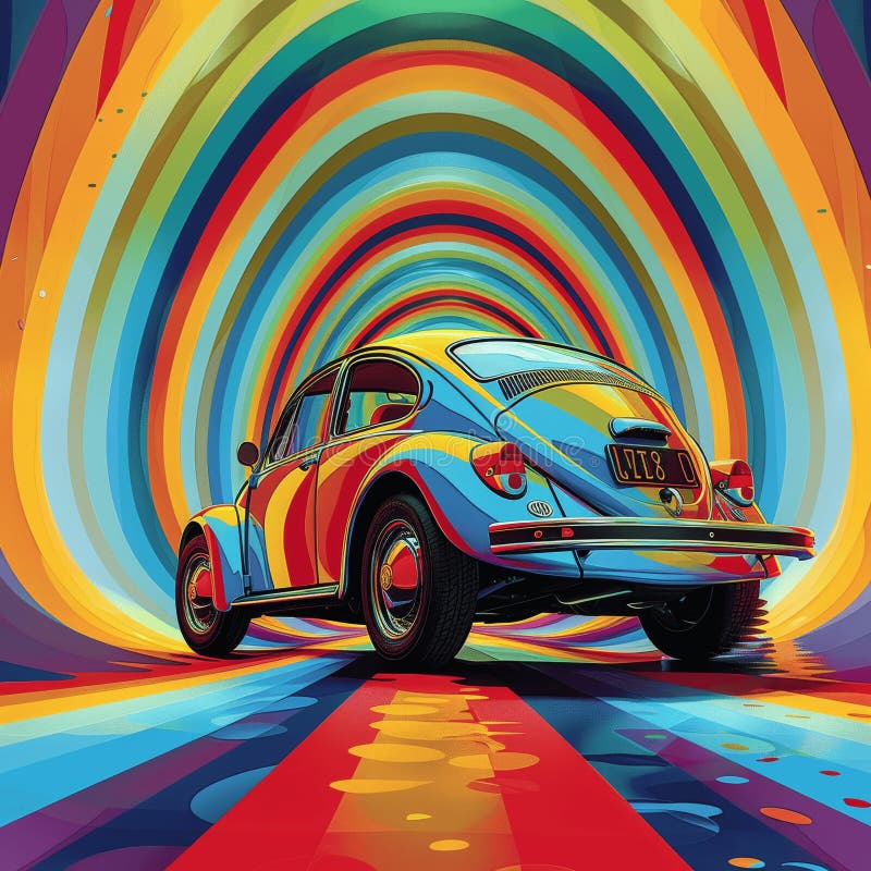 Psychedelic Vector Car Art in Time and Space Tunnel Stock Illustration ...