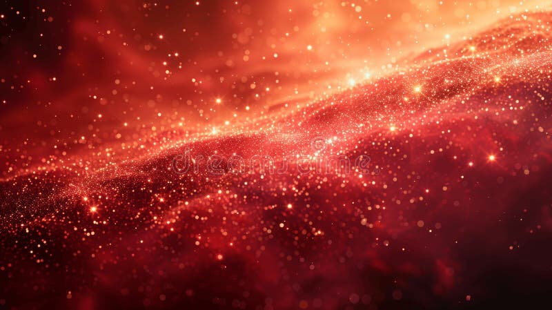 Abstract Red Cosmic Space Background with Golden Stars Stock ...
