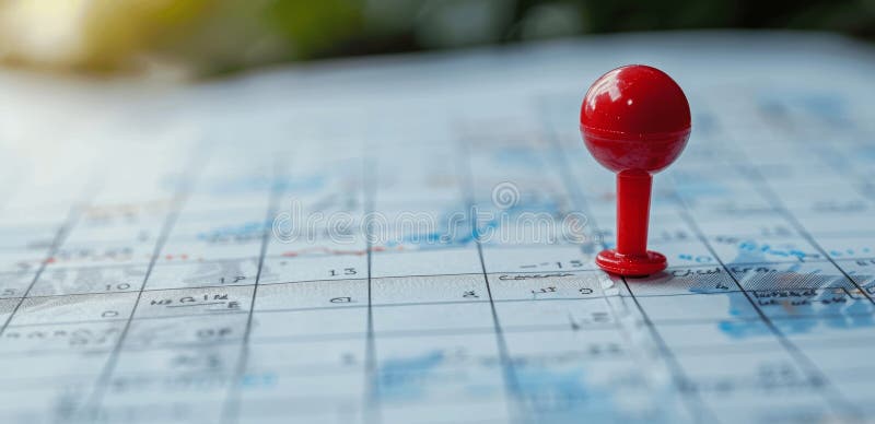 Red Pin Calendar Planner for Appointment and Meeting Scheduling Stock ...