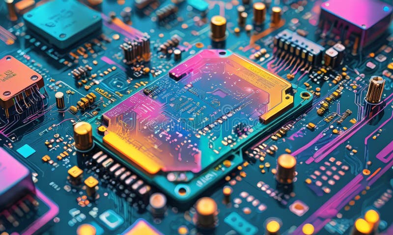 Computer Chip on Top Motherboard Stock Illustration - Illustration of ...